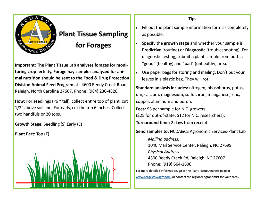 Agronomic Services- Plant Tissue: Collect Samples | NC Agriculture