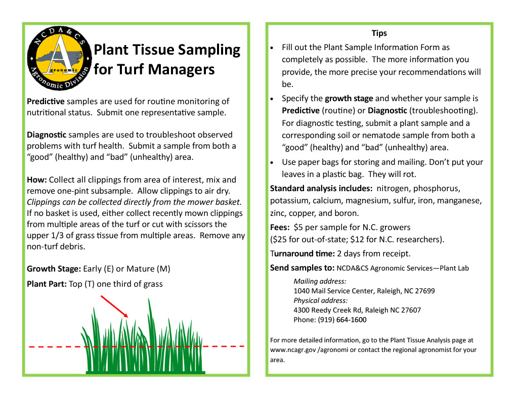 Agronomic Services- Plant Tissue: Collect Samples | NC Agriculture