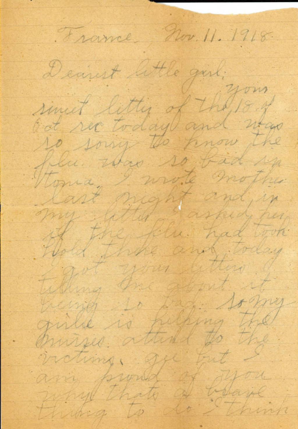 Roy Martin's November 1918 Spanish Flu Letter | NC DNCR