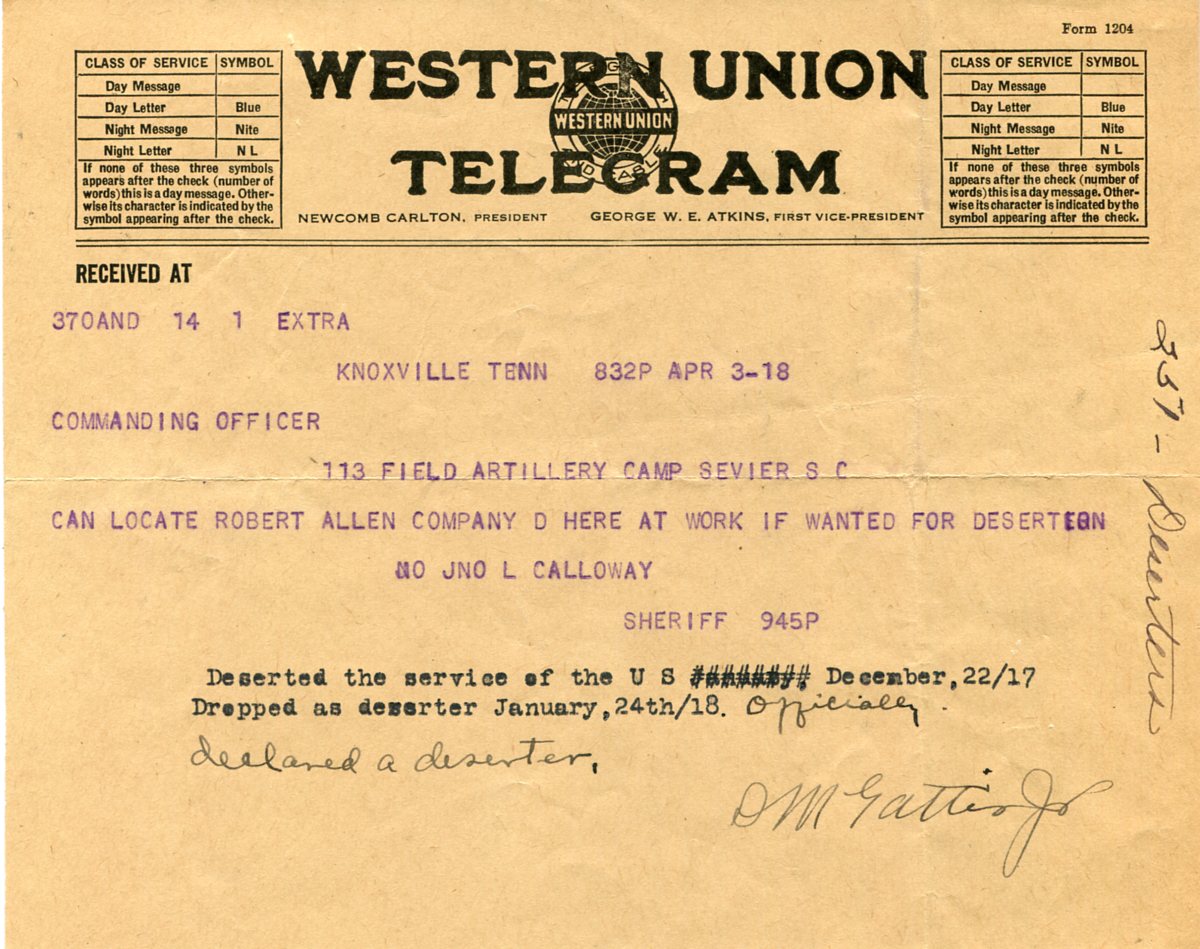 Deserters and Draft Evaders in WWI North Carolina | NC DNCR