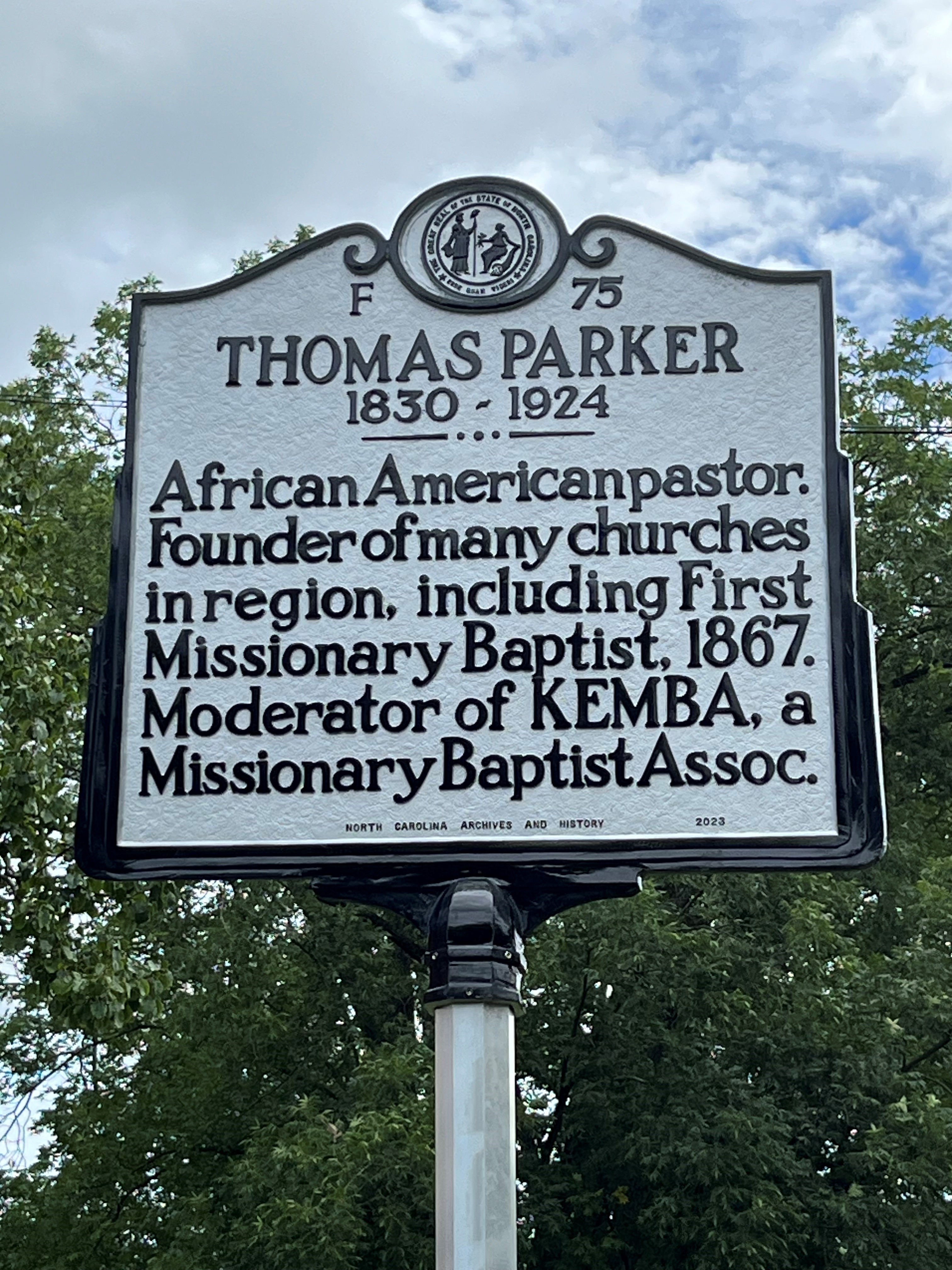 Thomas Parker 1830-1924 (F-75) | NC DNCR