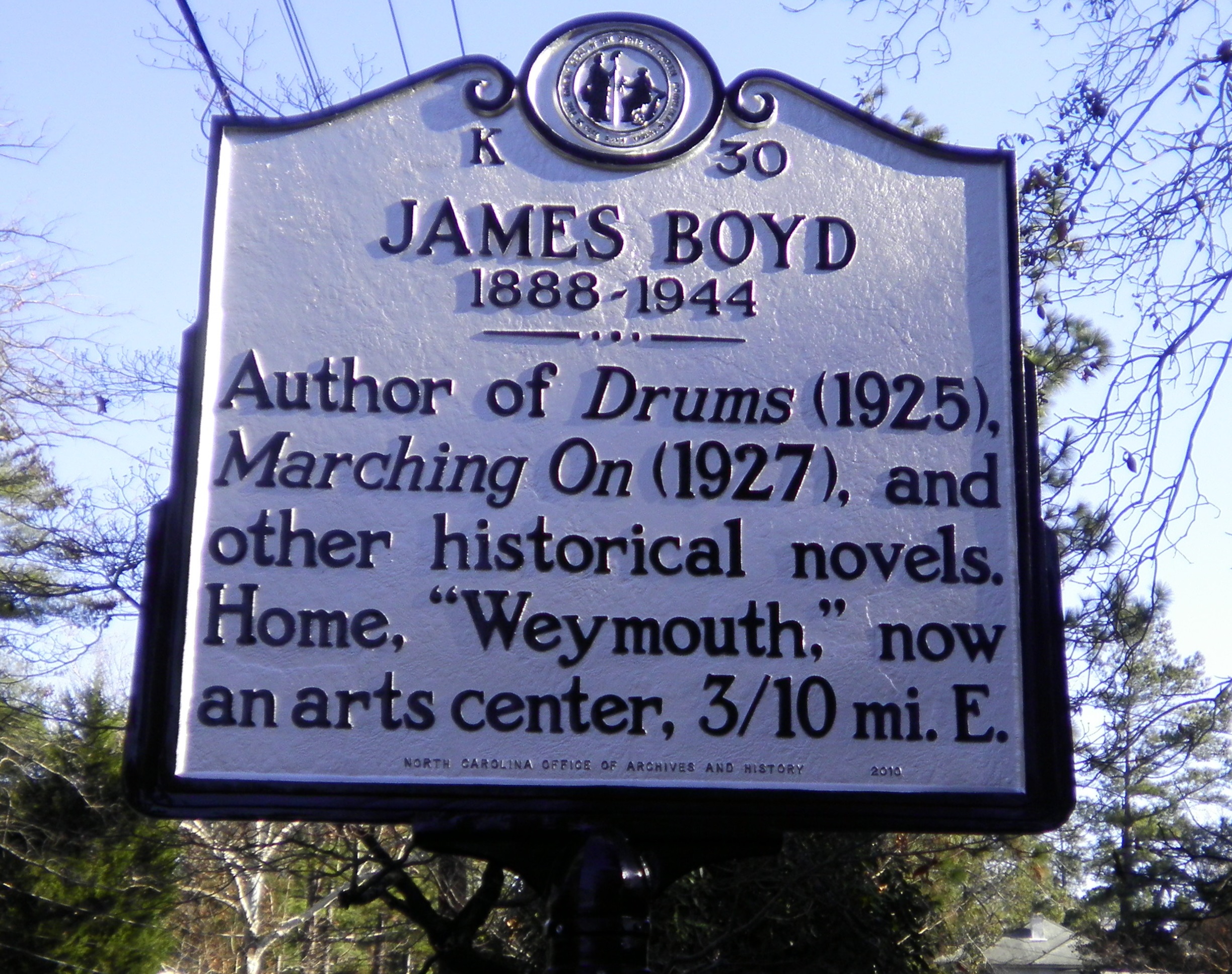James Boyd 1888-1944 (K-30) | NC DNCR