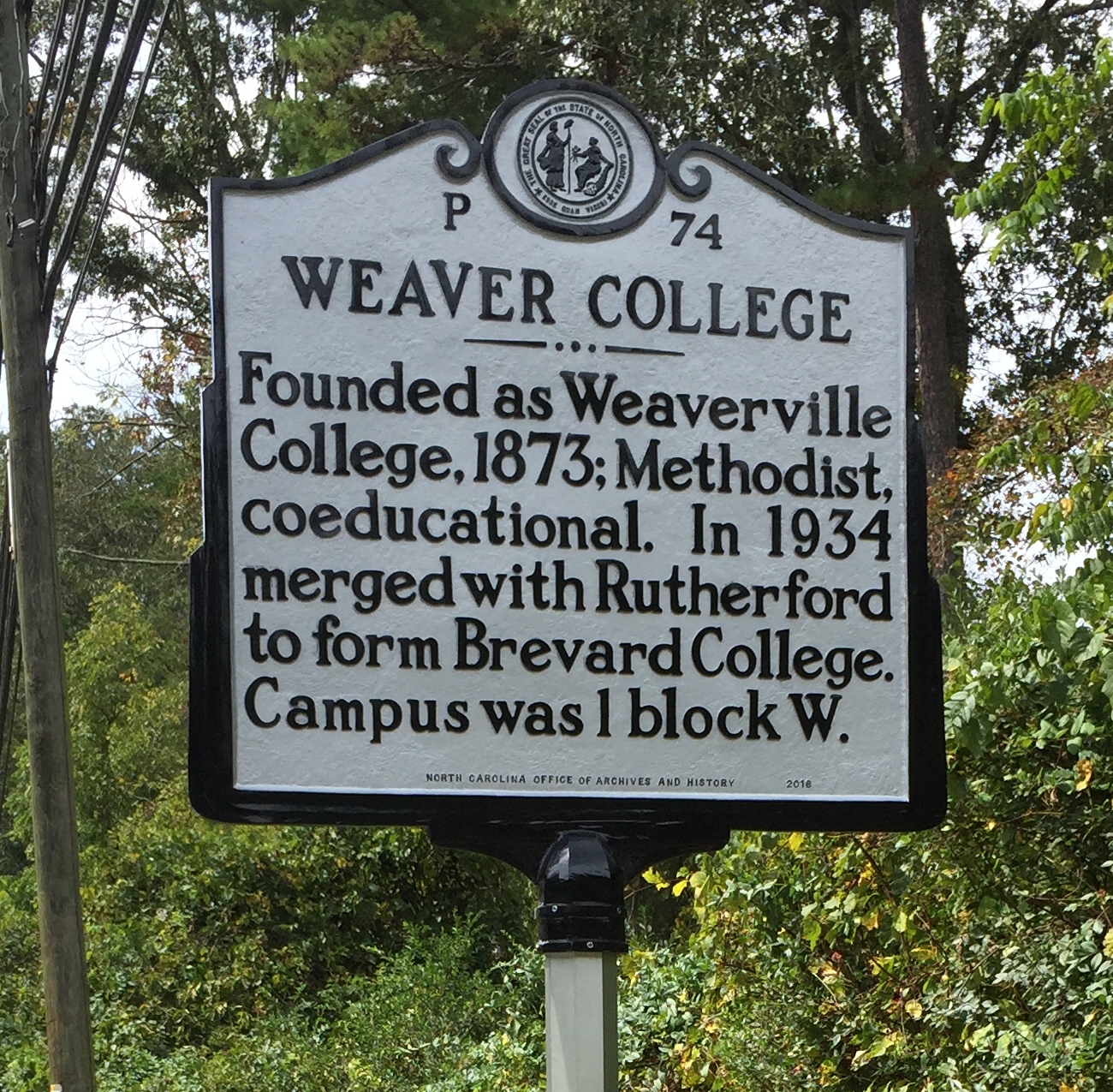 Weaver College (P-74) | NC DNCR