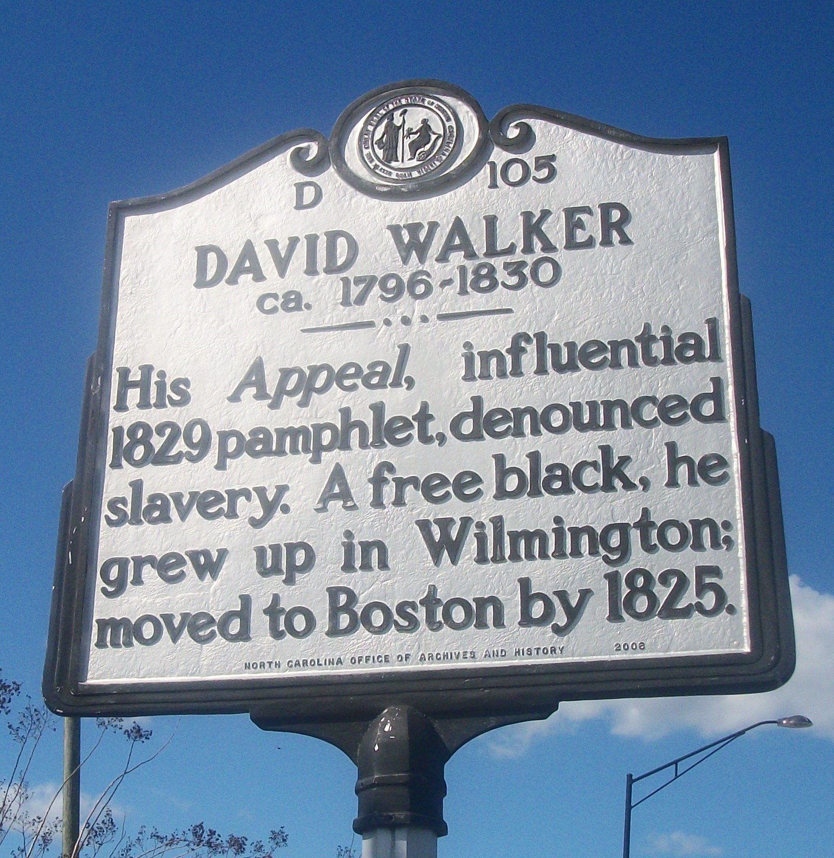 David Walker ca. 1796-1830 (D-105) | NC DNCR