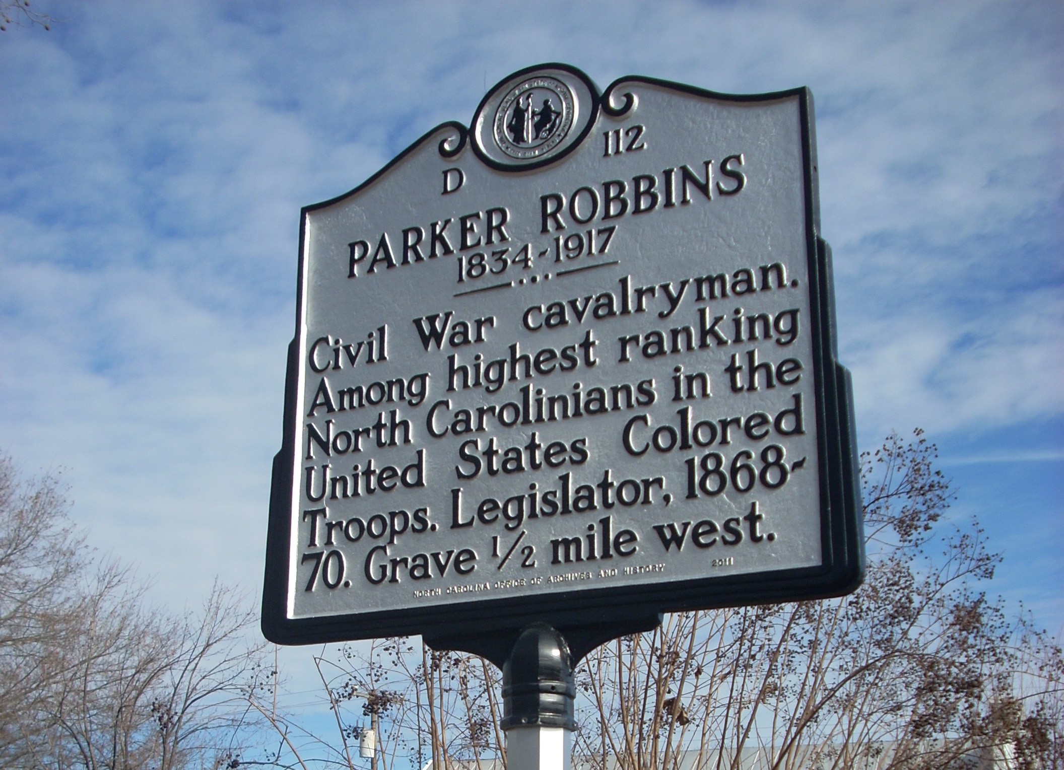 Parker Robbins 1834-1917 (D-112) | NC DNCR