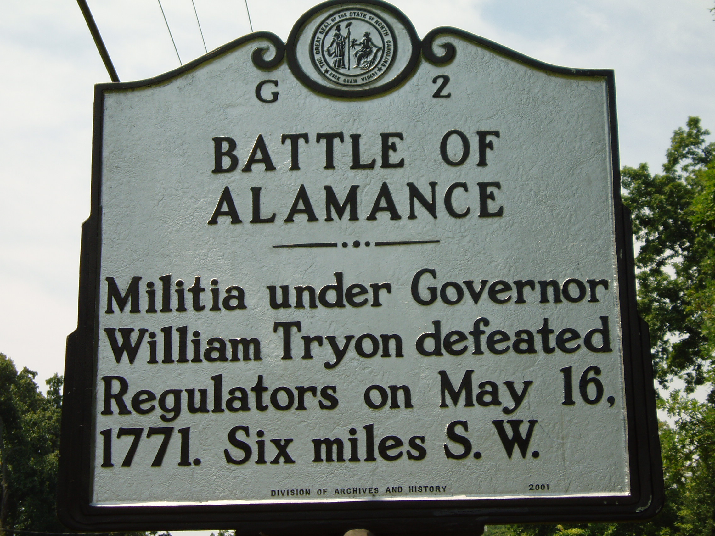 Battle of Alamance (G-2) | NC DNCR