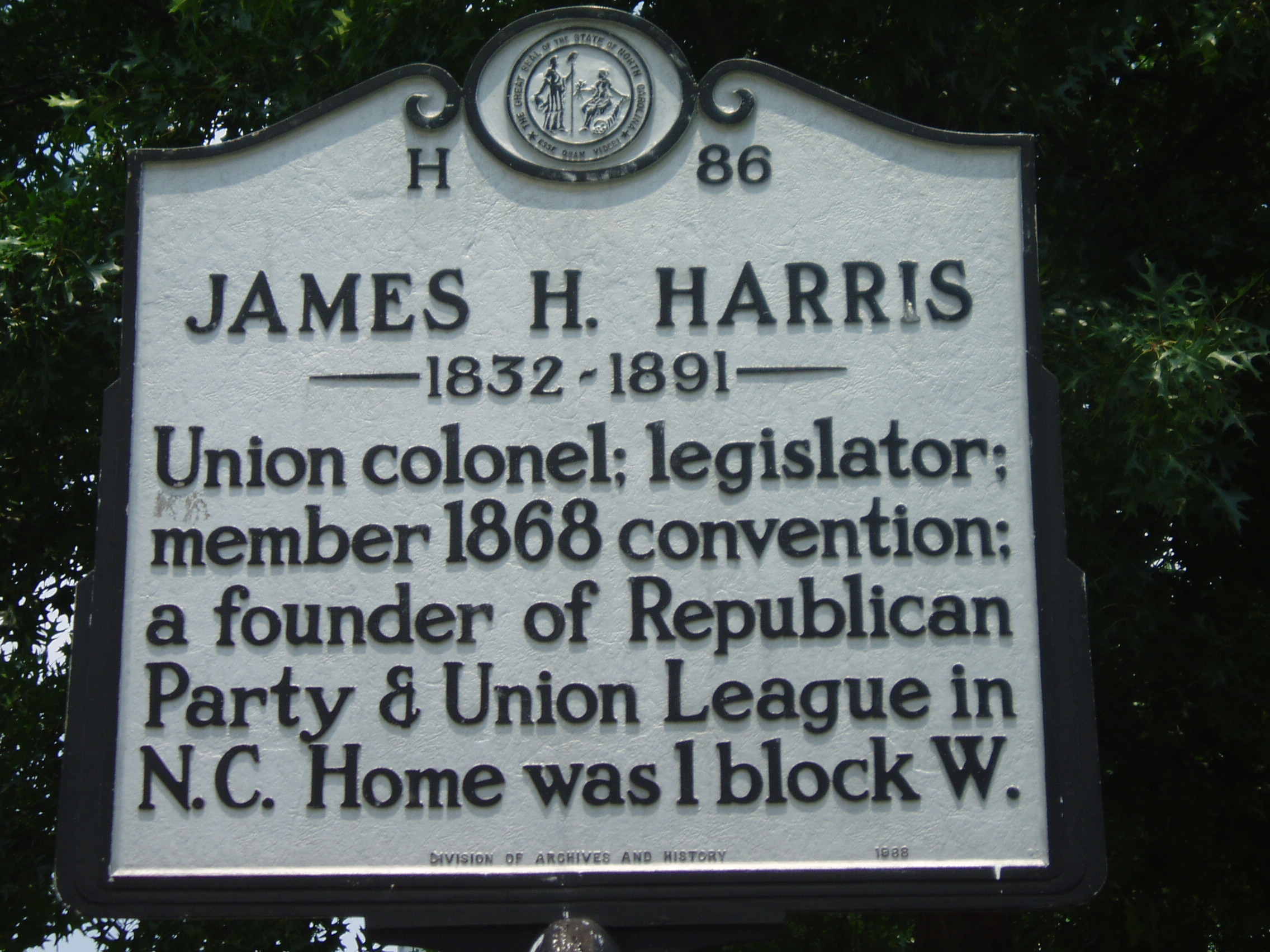 James H. Harris 1832-1891 (H-86) | NC DNCR