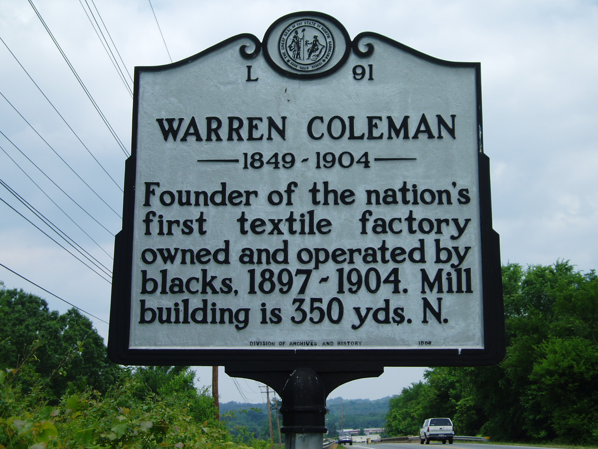 Warren Coleman 1849-1904 (L-91) | NC DNCR