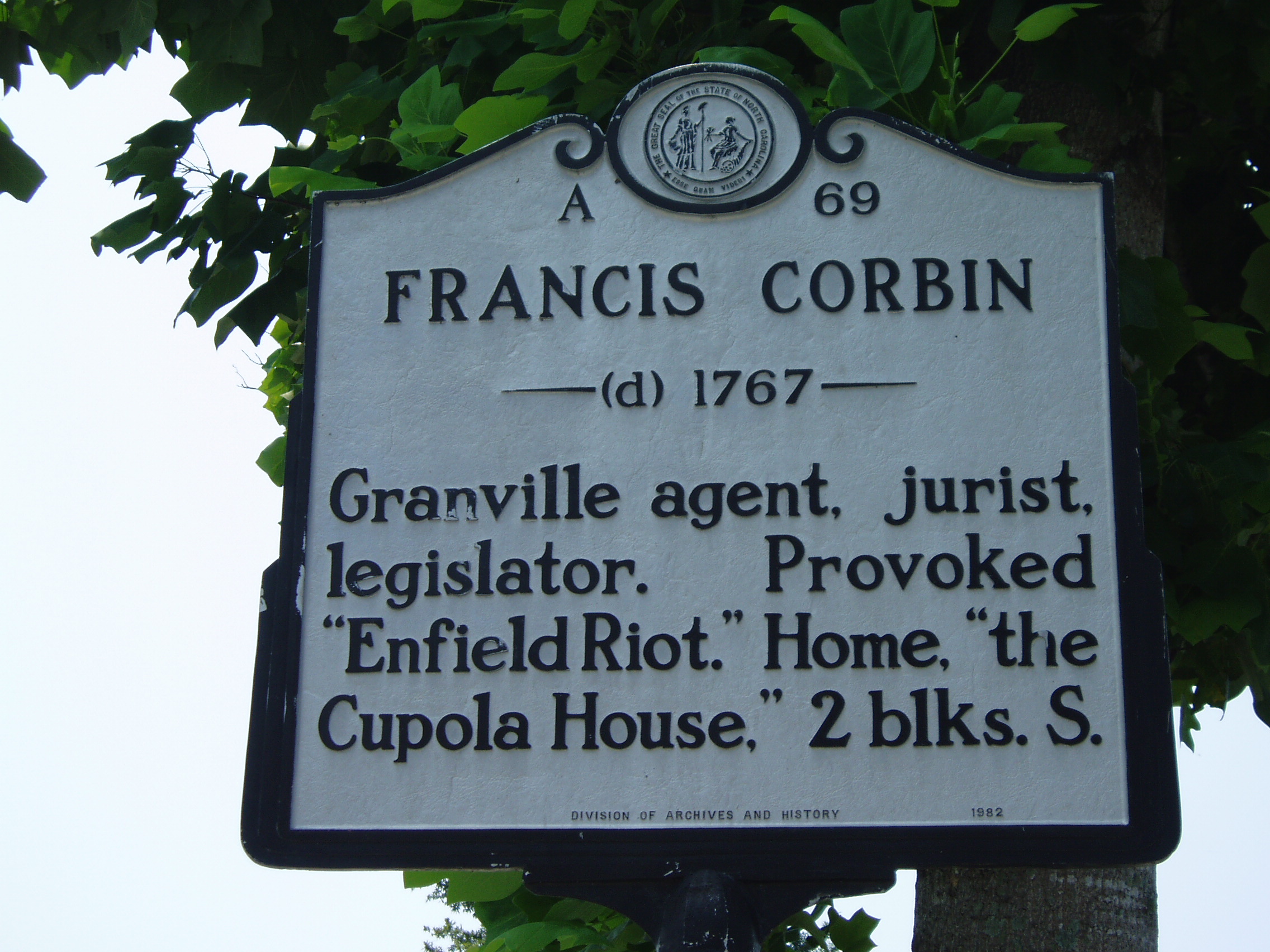 Francis Corbin (d) 1767 (A-69) | NC DNCR