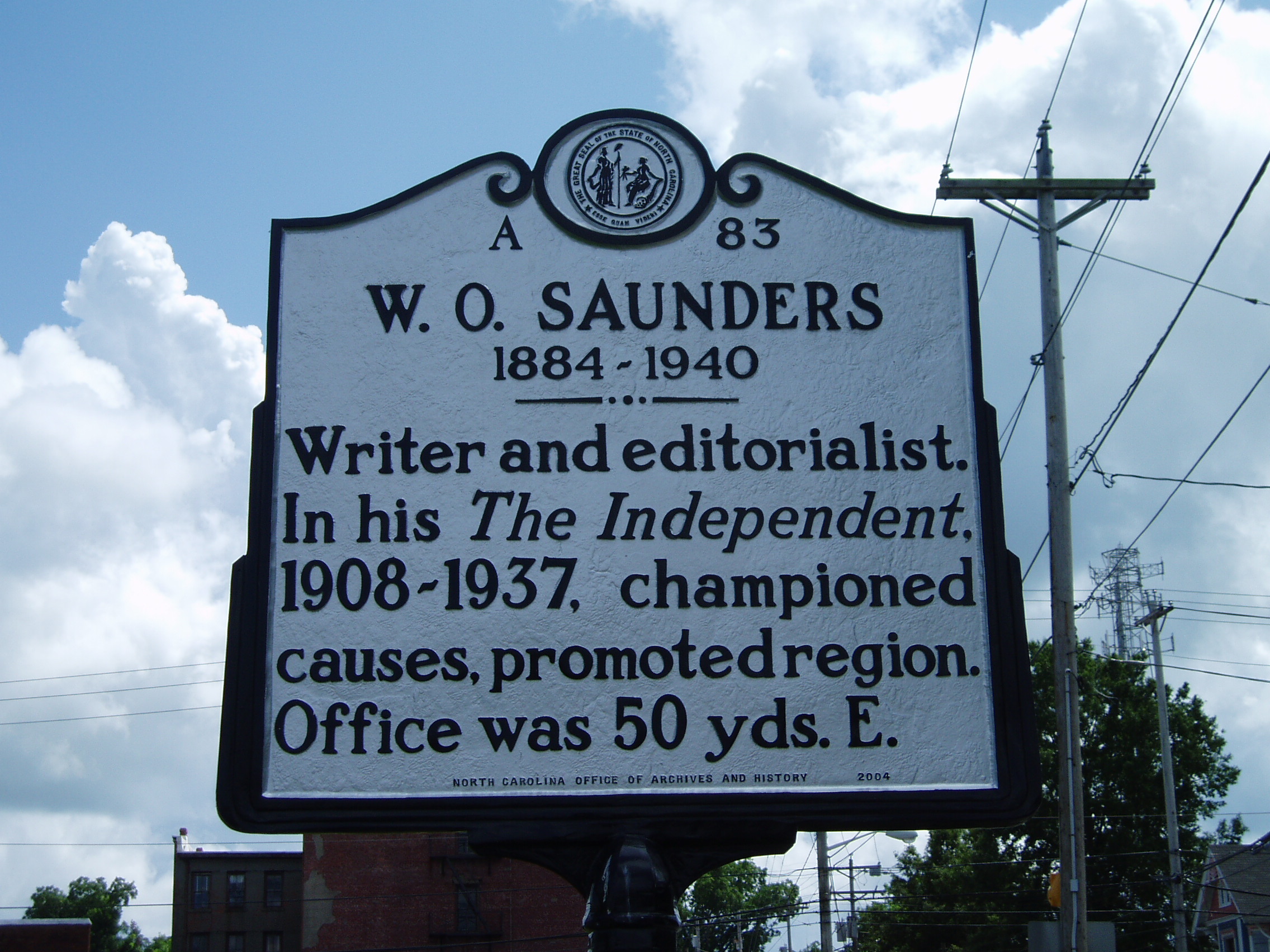 W. O. Saunders 1884-1940 (A-83) | NC DNCR