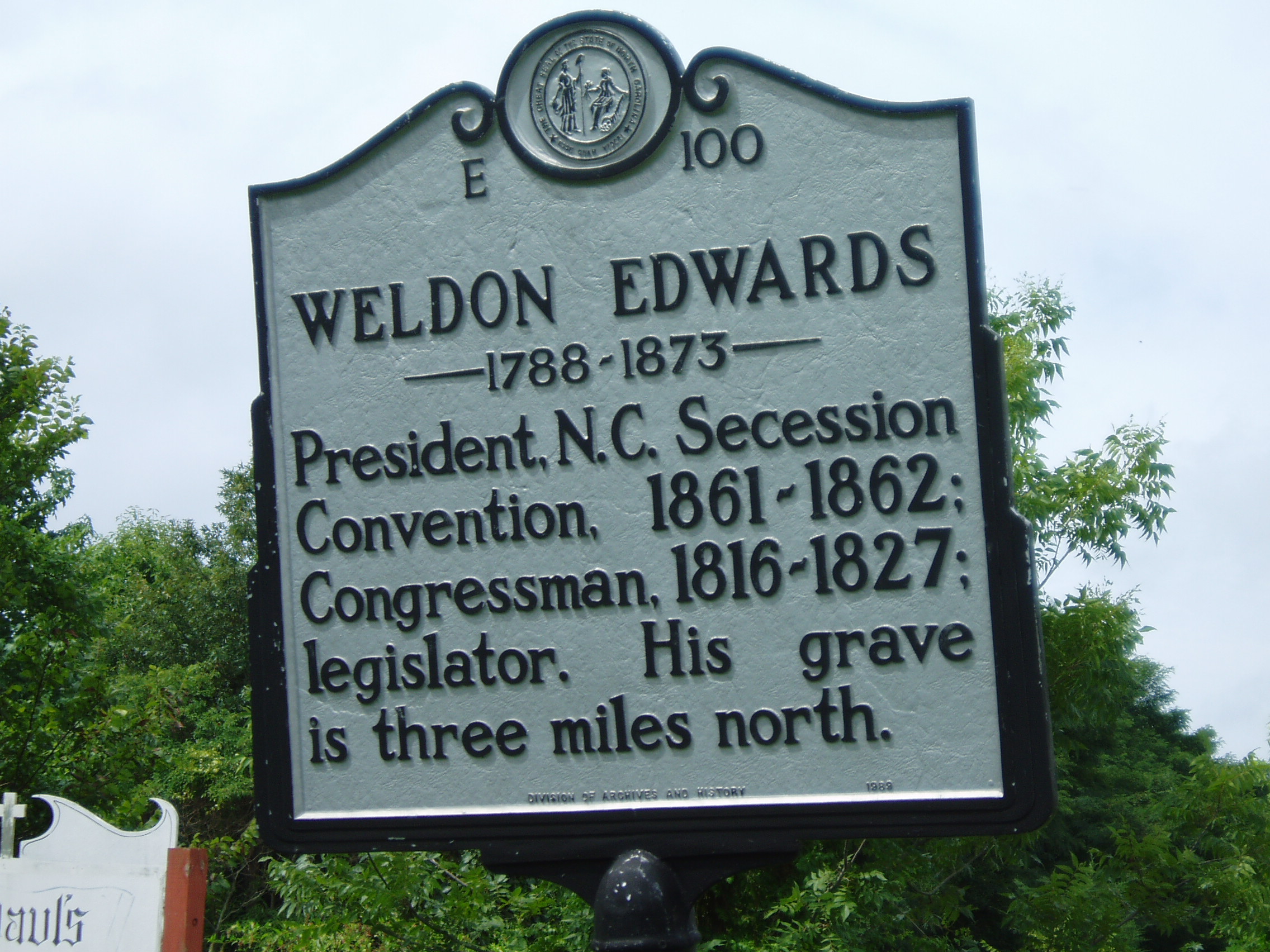Weldon Edwards 1788-1873 (E-100) | NC DNCR