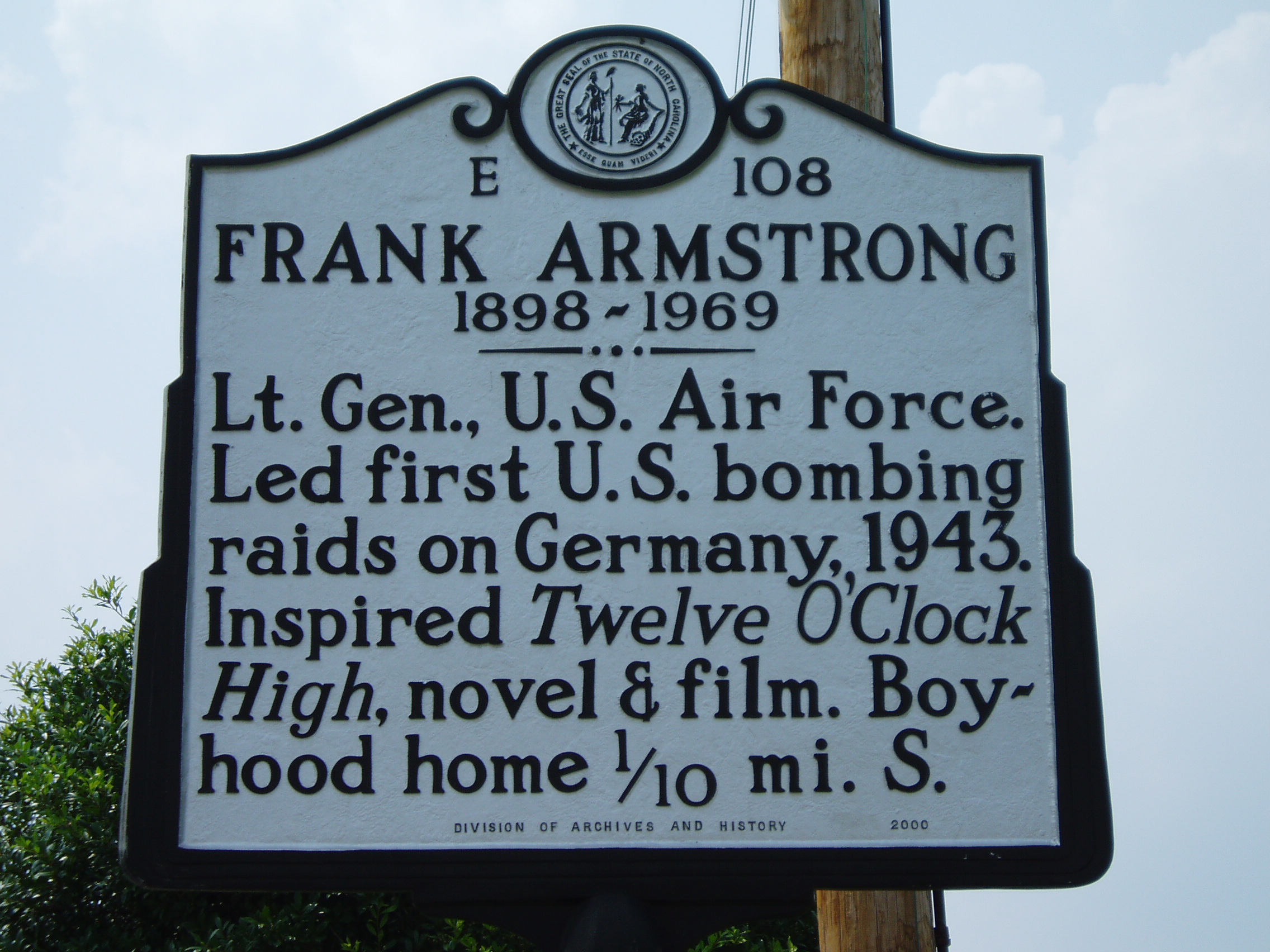 Frank Armstrong 1898-1969 (E-108) | NC DNCR