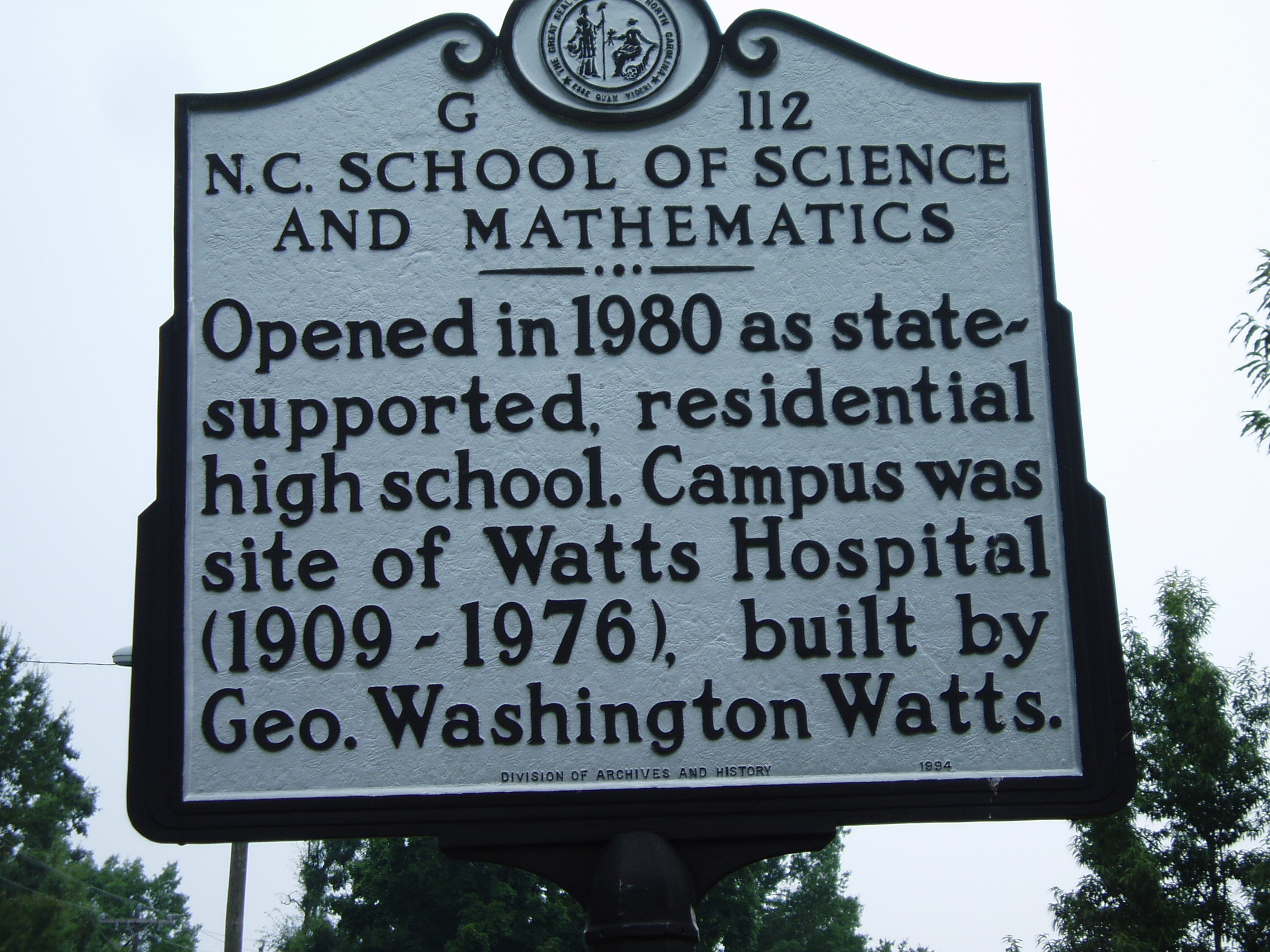 N.C. School of Science and Mathematics (G-112) | NC DNCR