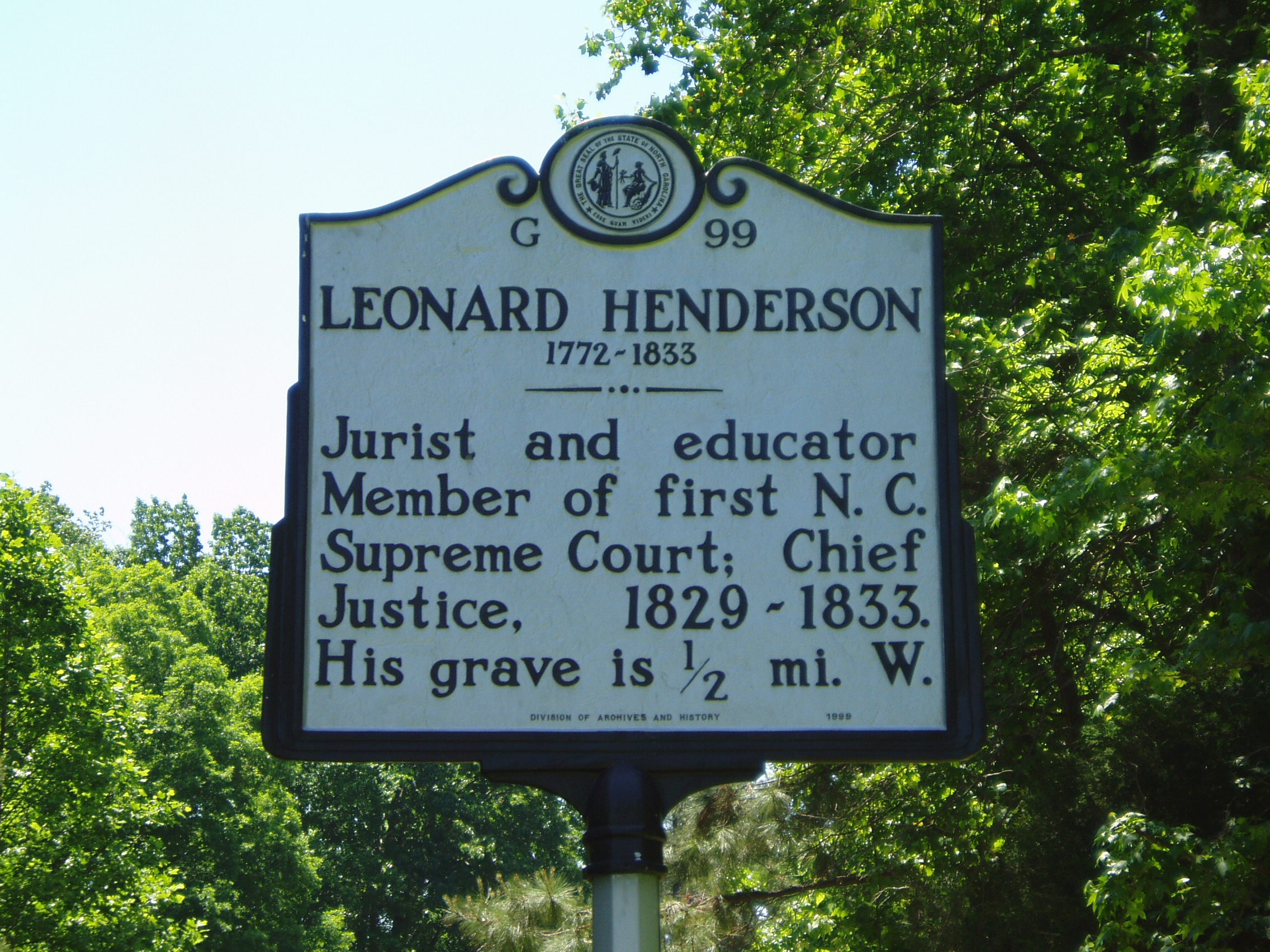 Leonard Henderson 1772-1833 (G-99) | NC DNCR