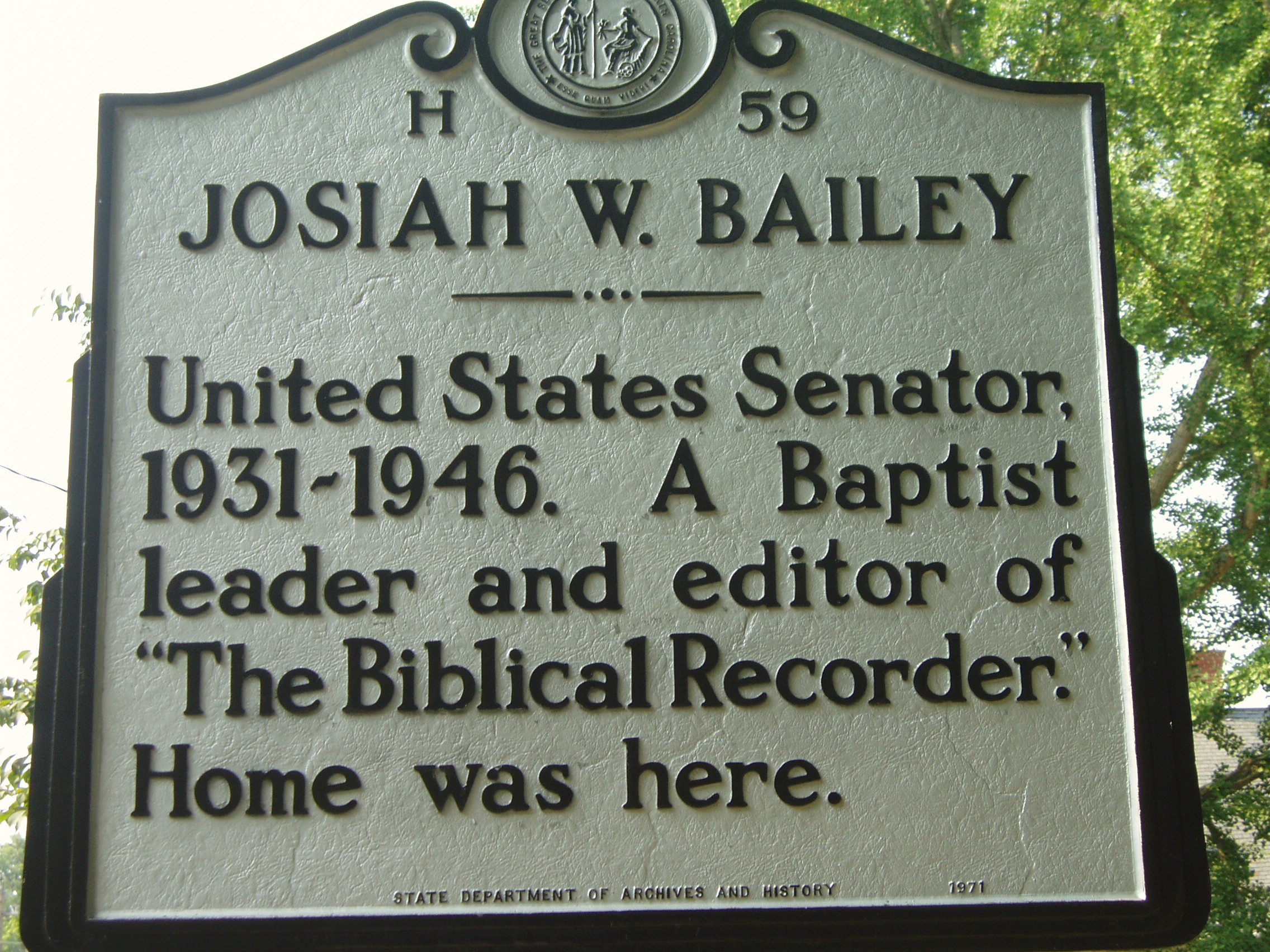 Josiah W. Bailey (H-59) | NC DNCR