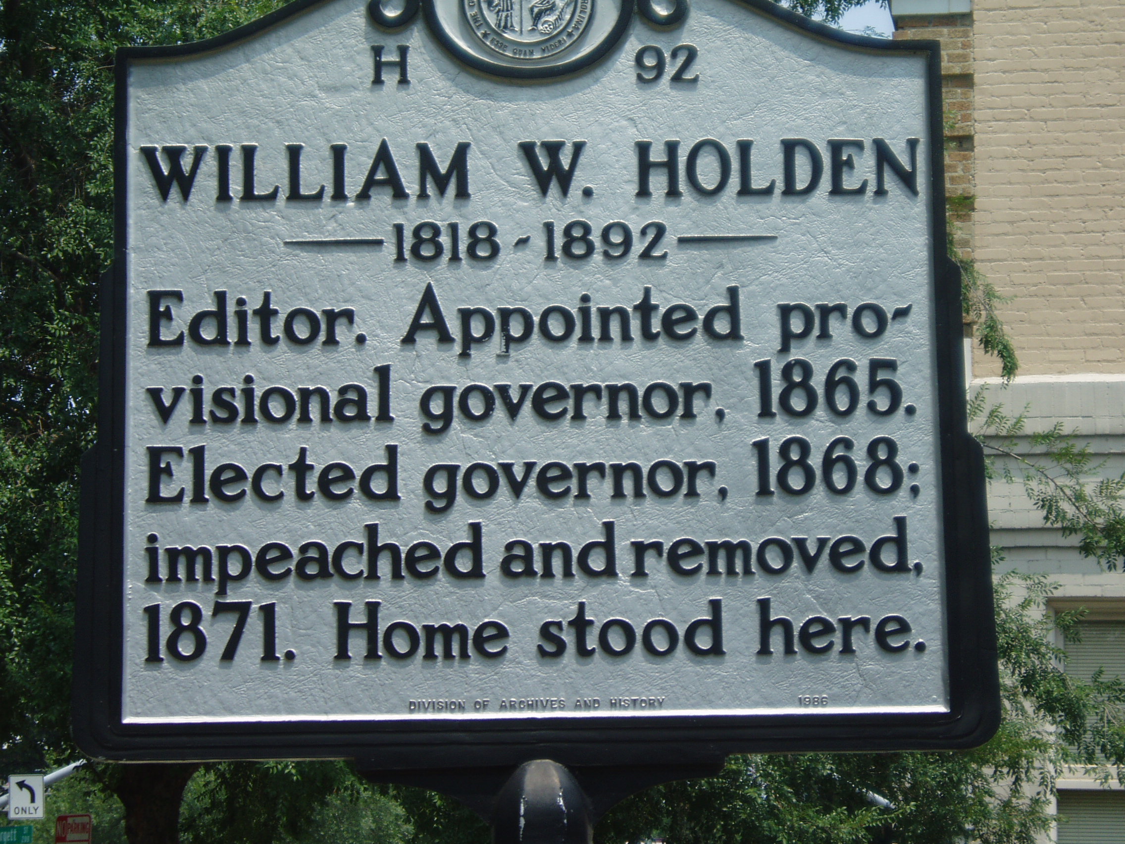 William W. Holden 1818-1892 (H-92) | NC DNCR
