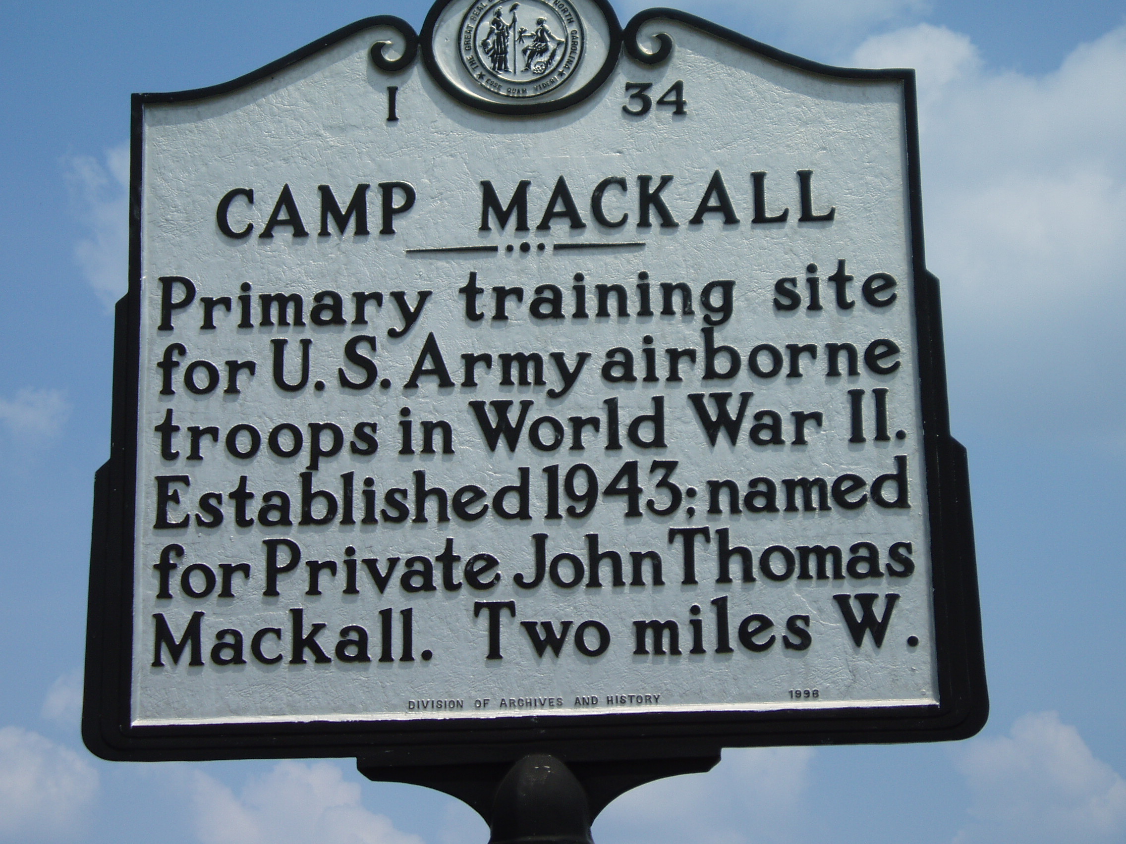 Camp Mackall (I-34) | NC DNCR
