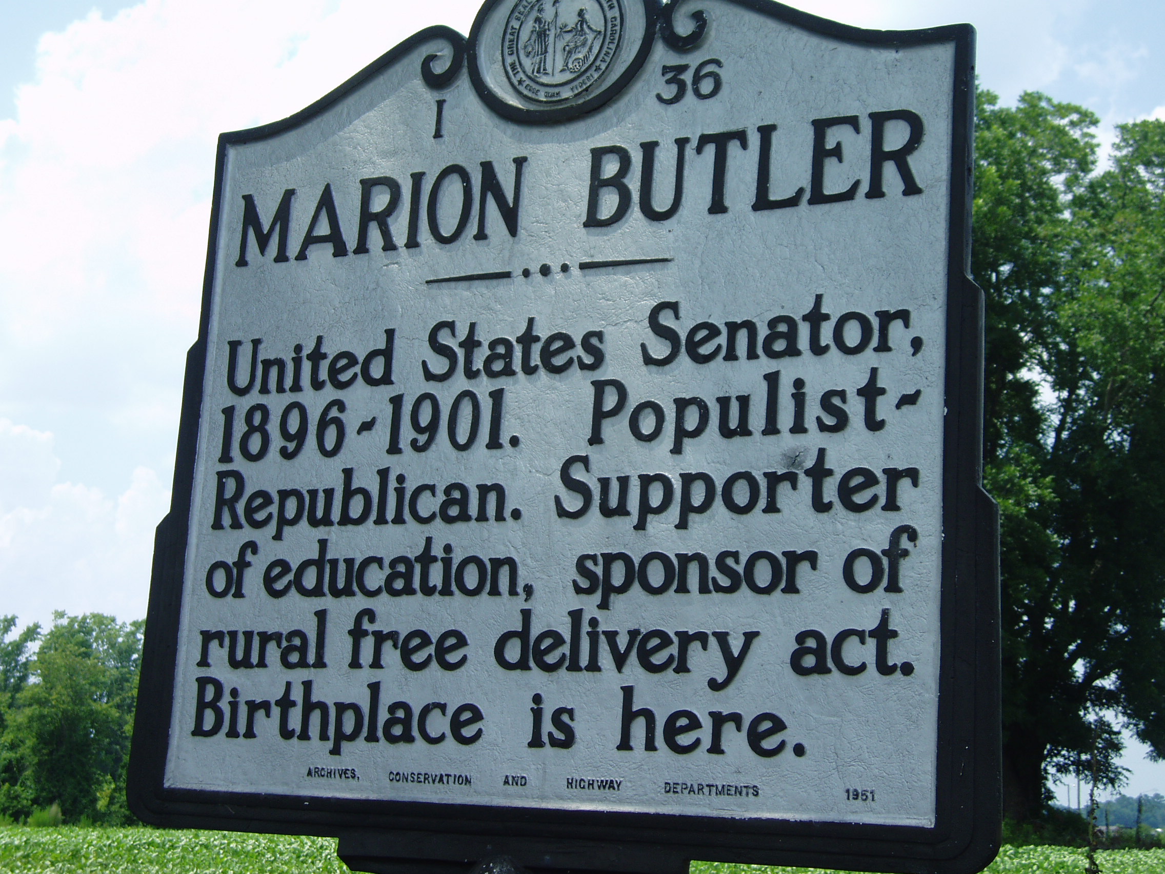 Marion Butler 1863-1938 (I-36) | NC DNCR