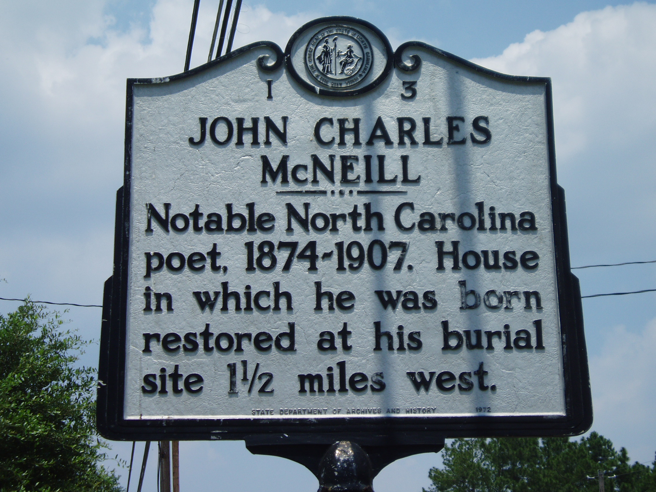 John Charles McNeill (I-3) | NC DNCR