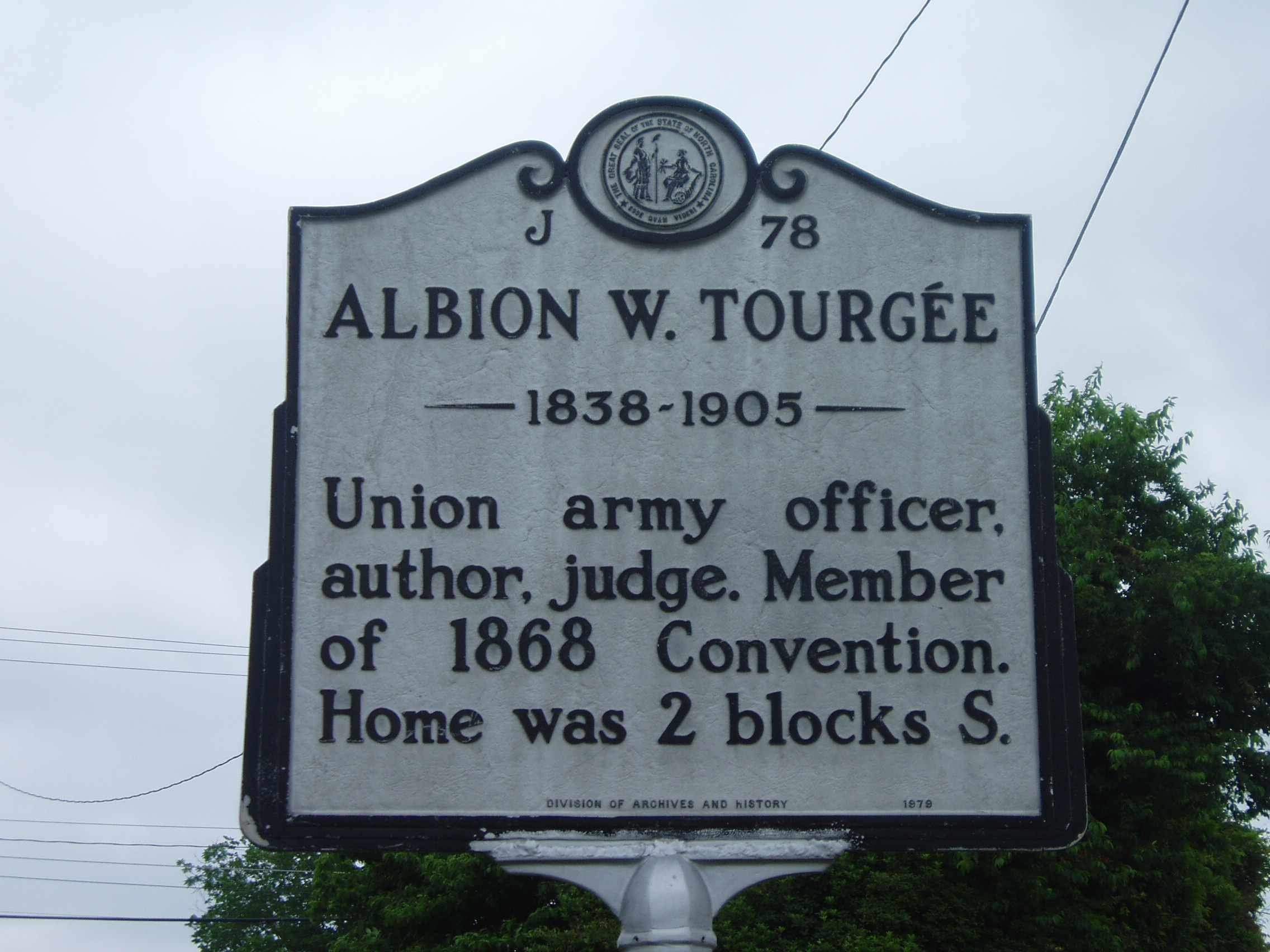 Albion W. Tourgee 1838-1905 (J-78) | NC DNCR