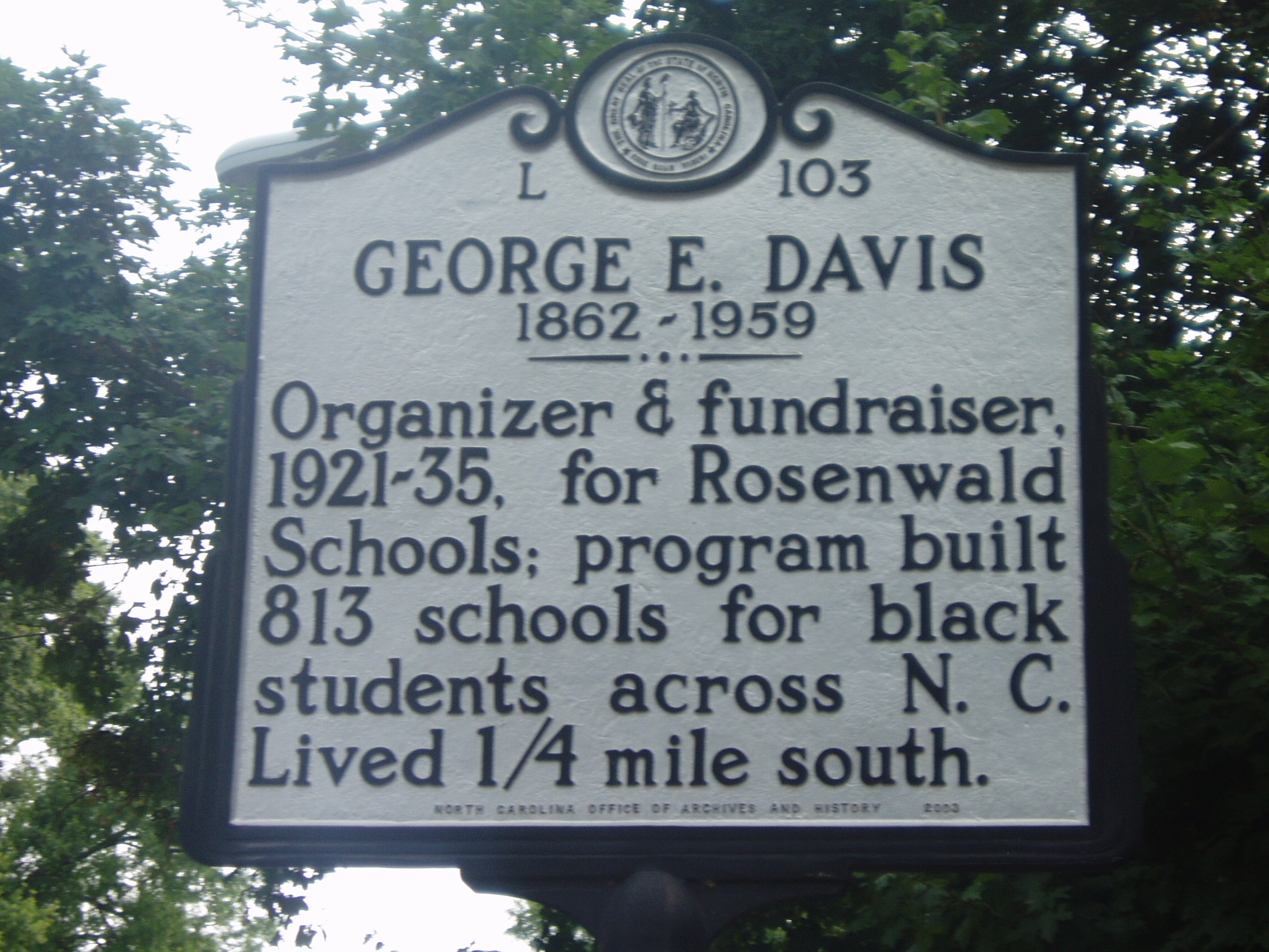 George E. Davis 1862-1959 (L-103) | NC DNCR