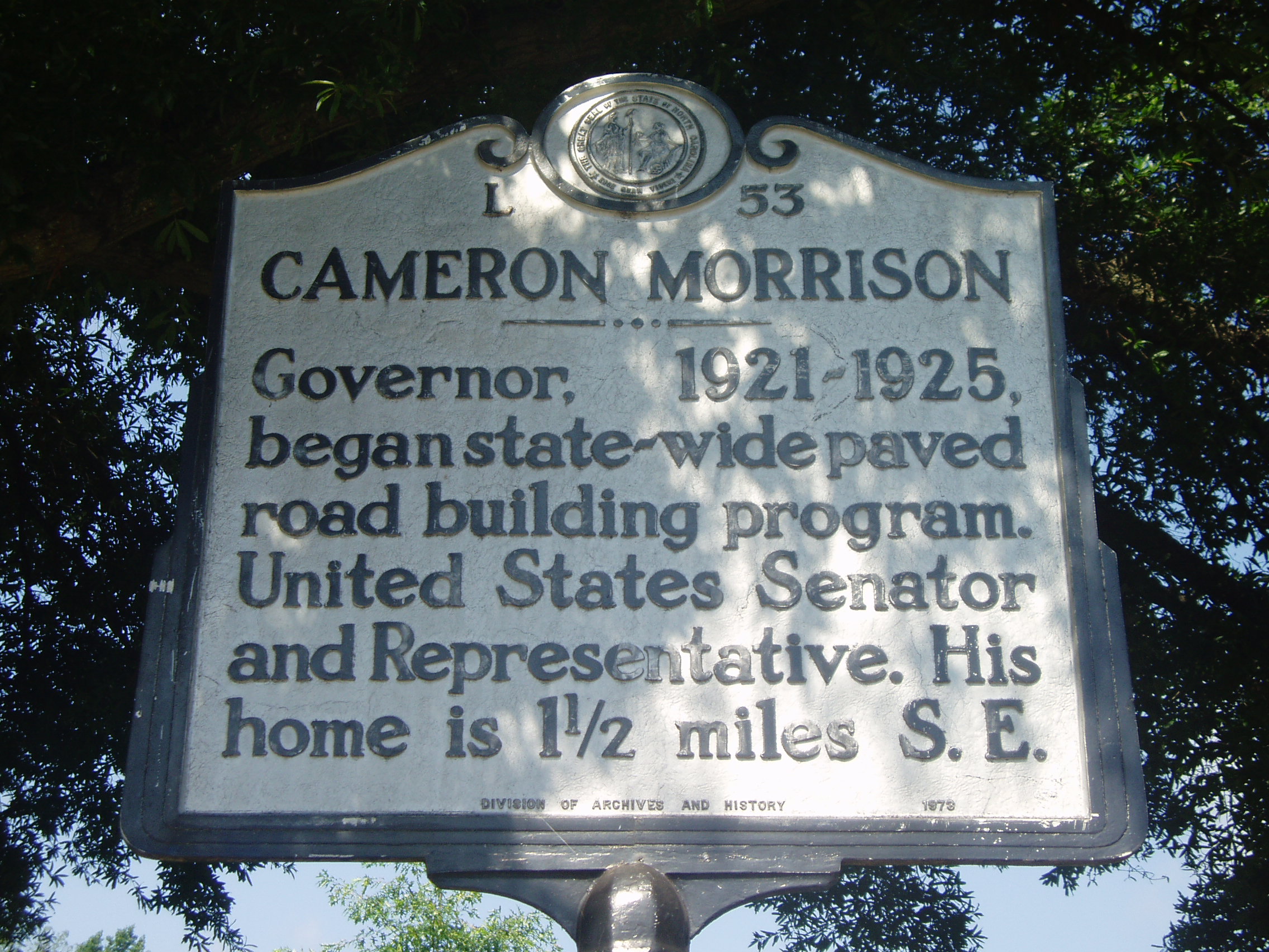 Cameron Morrison (L-53) | NC DNCR