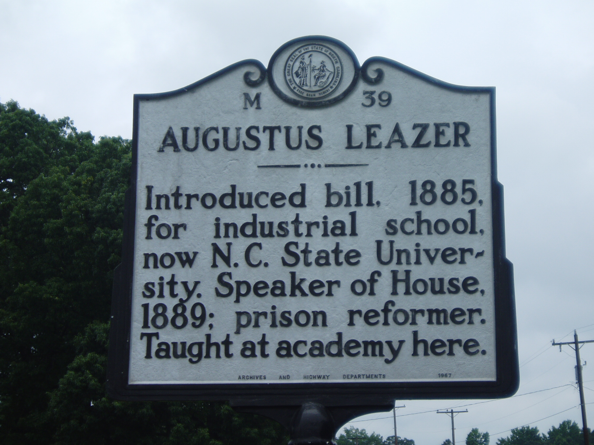 Augustus Leazer (M-39) | NC DNCR