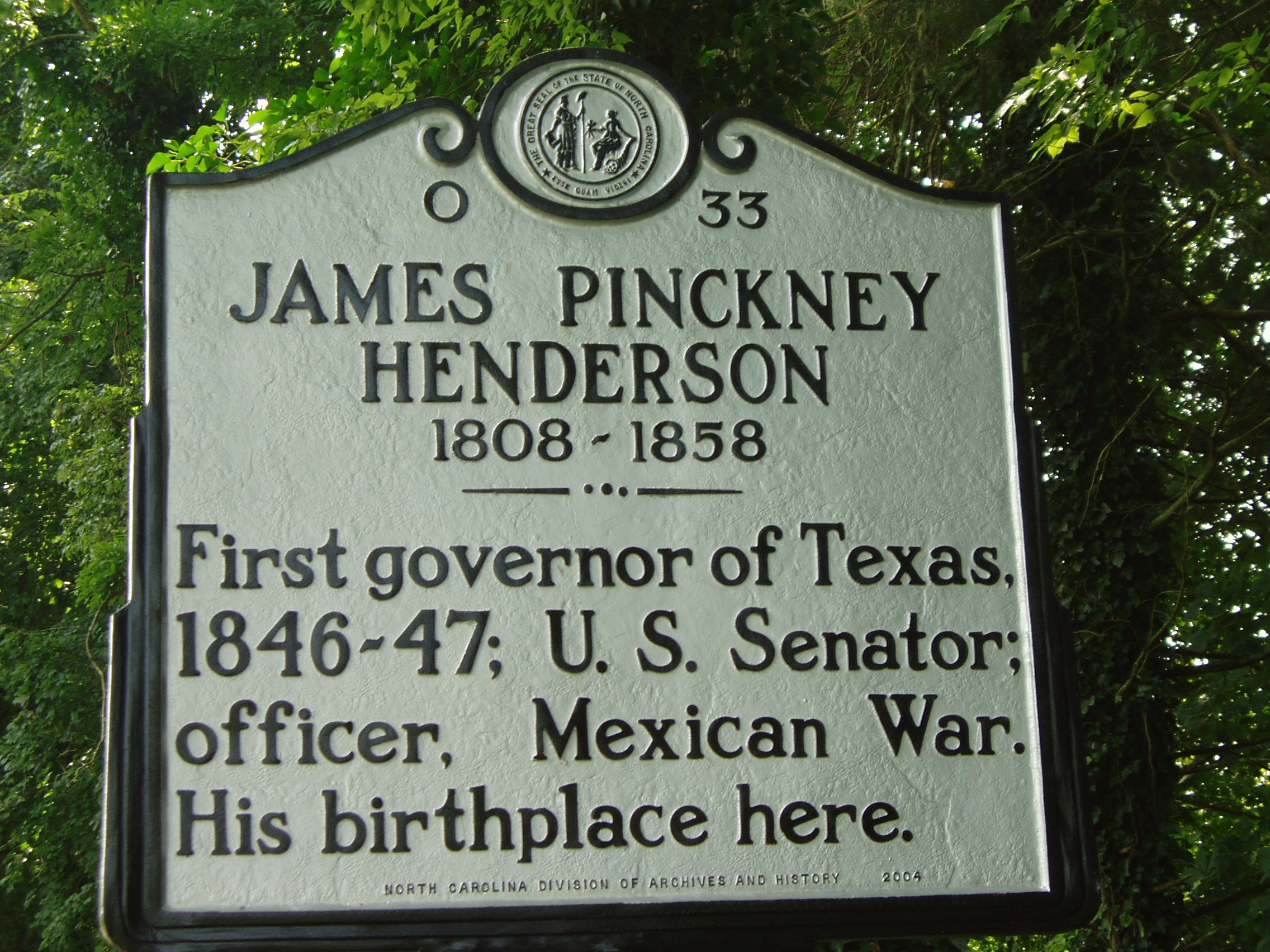 James Pinckney Henderson 1808-1858 (O-33) | NC DNCR