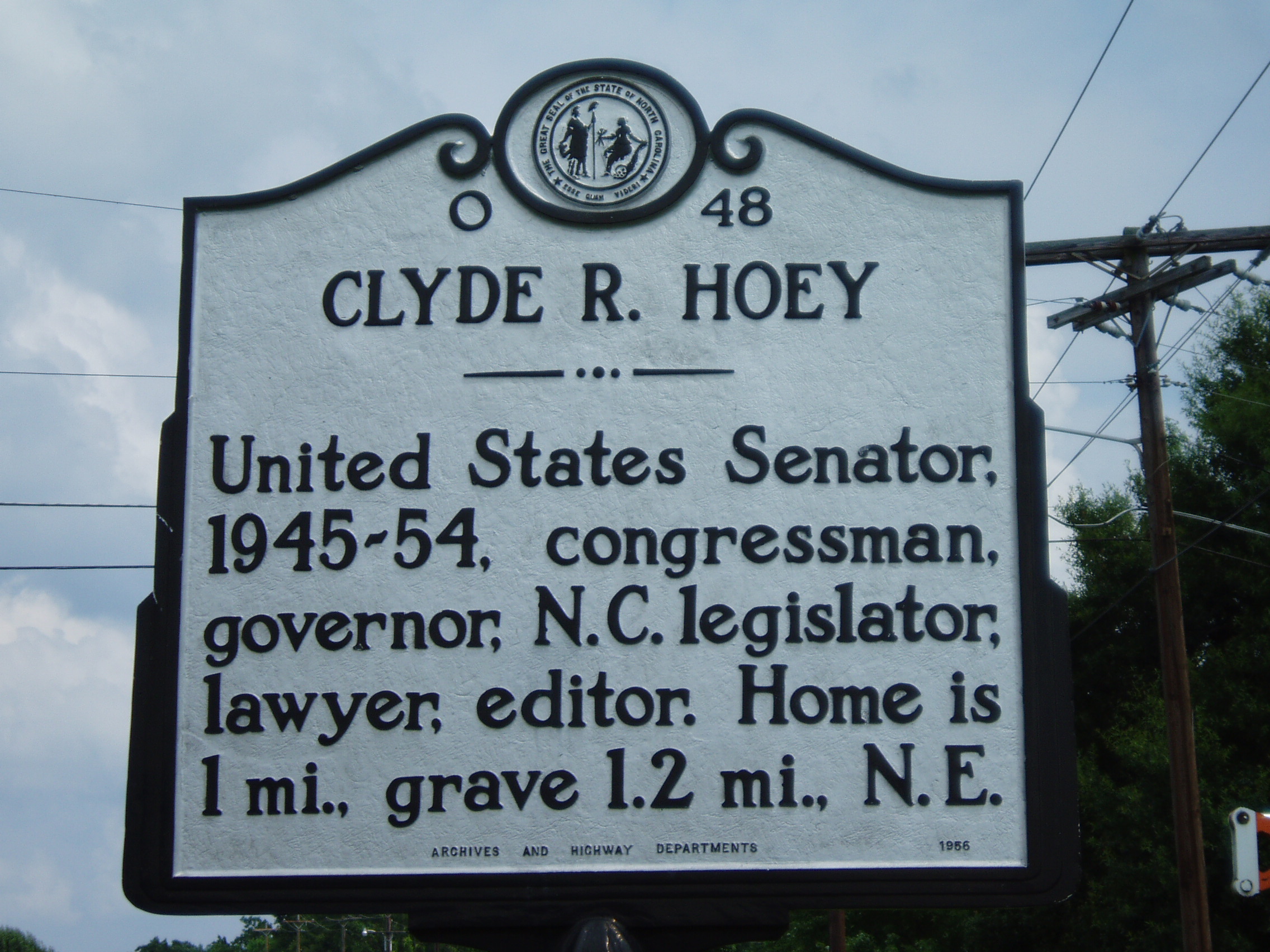 Clyde R. Hoey (O-48) | NC DNCR