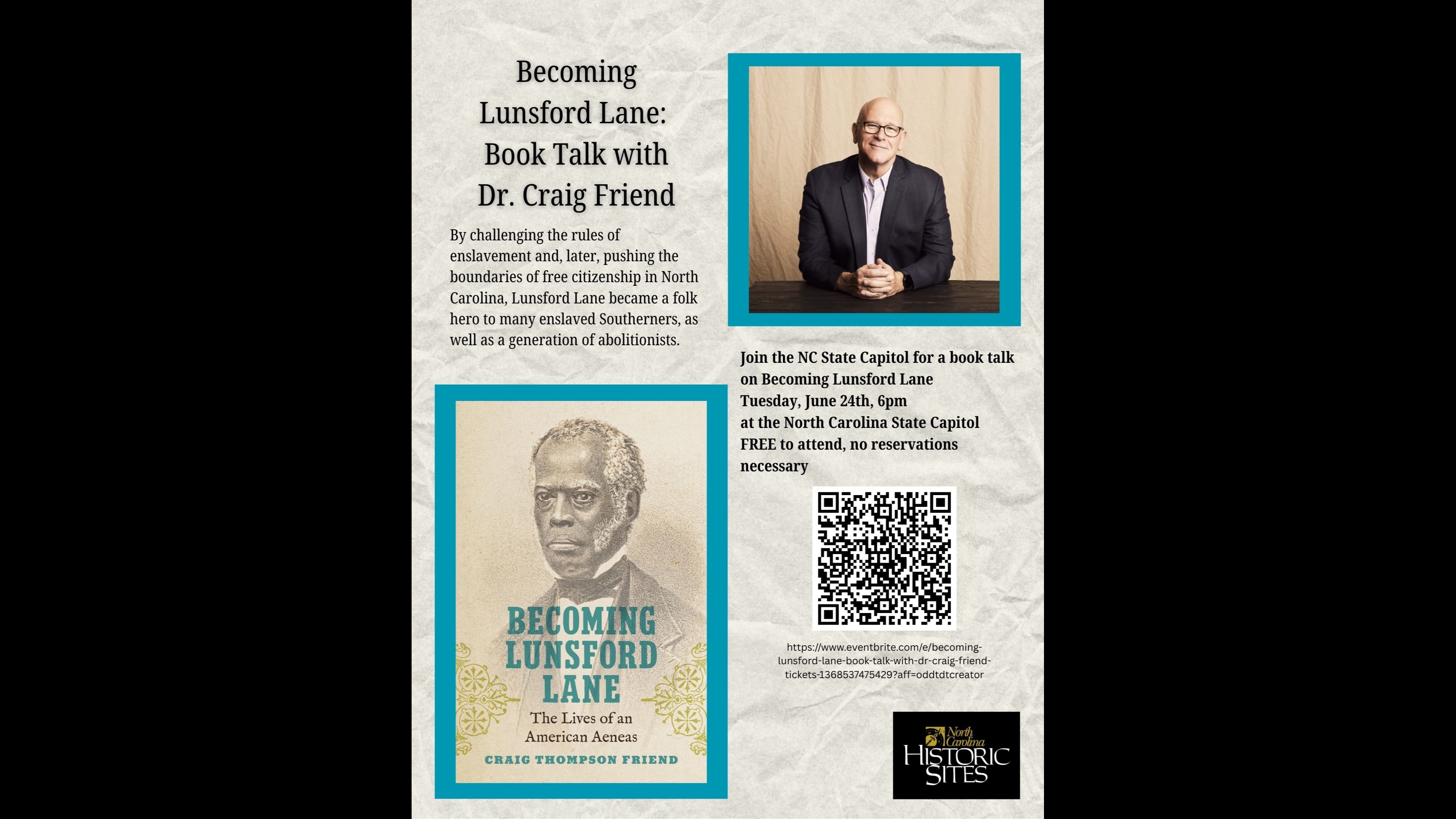 Dr. Craig Friend to Discuss New Book 'Becoming Lunsford Lane' on June ...