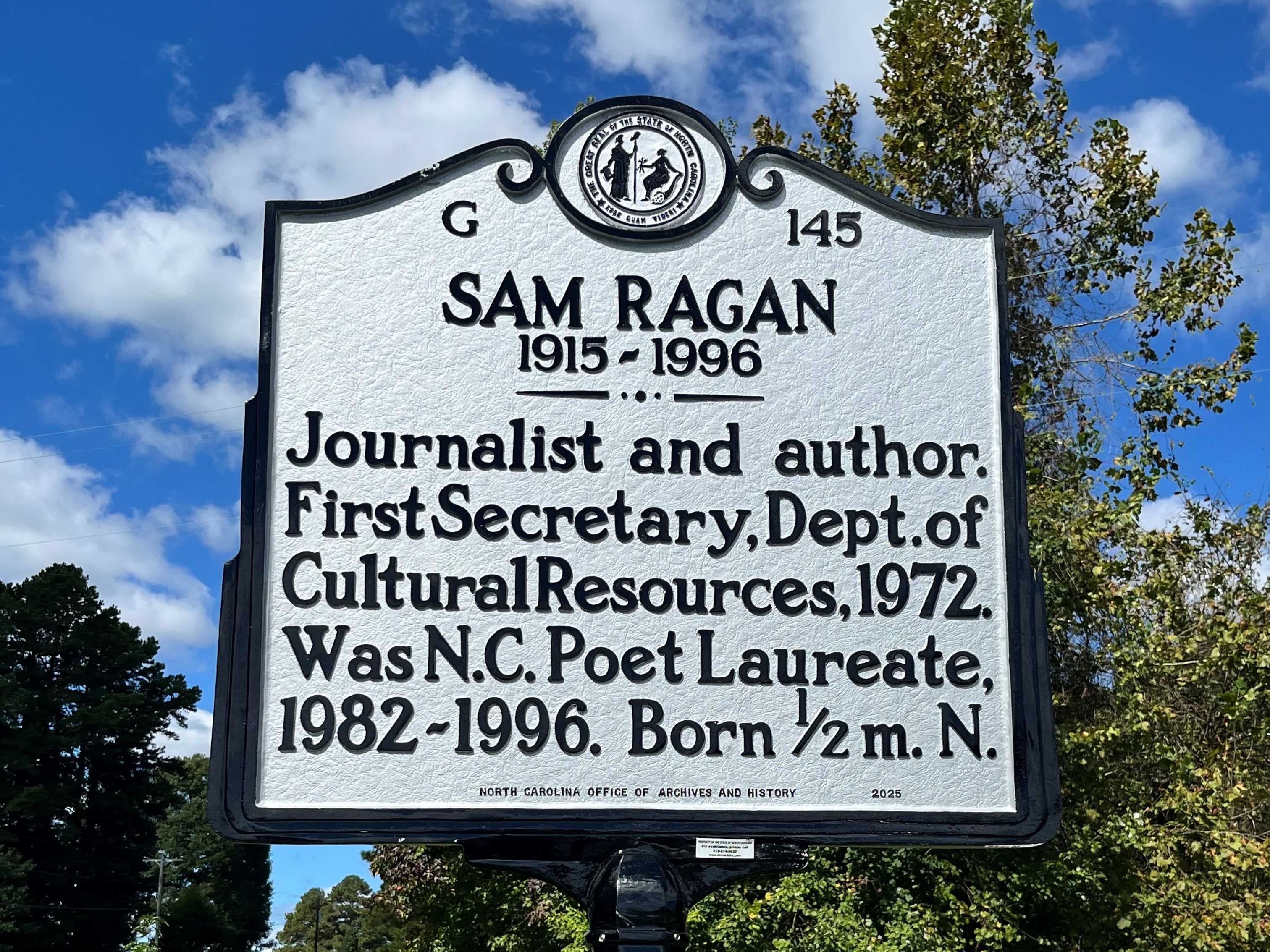 Sam Ragan 1915-1996 (G-145) | NC DNCR