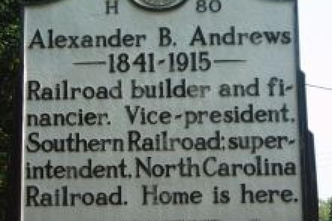 Alexander B. Andrews 1841-1915 (H-80) | NC DNCR