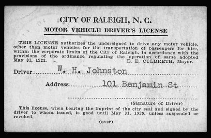 Driver’s Licensing Began | NC DNCR