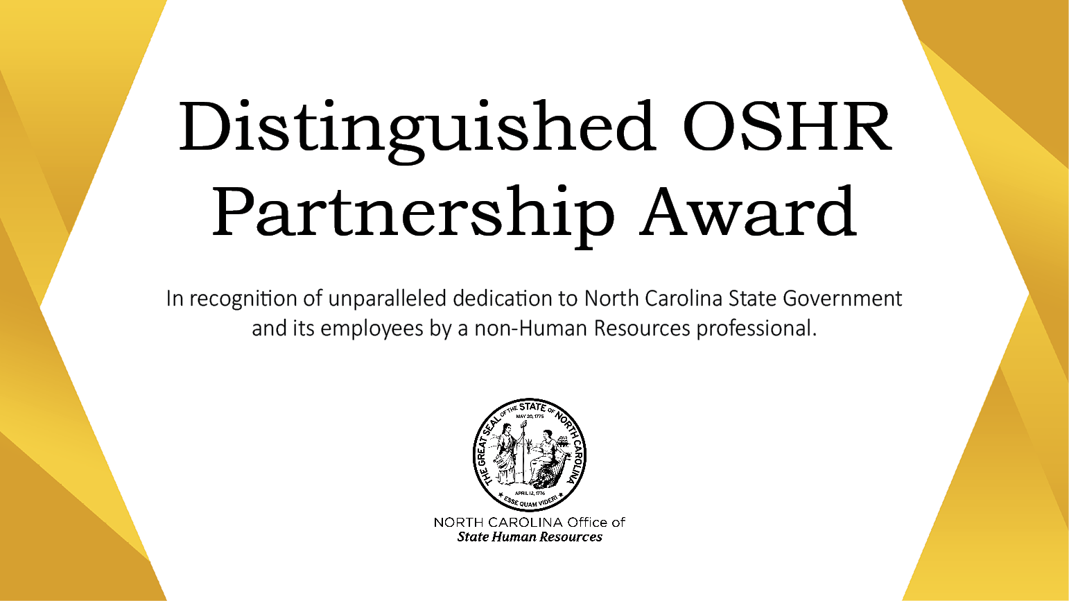 Distinguished OSHR Partnership Award | NC Office of Human Resources