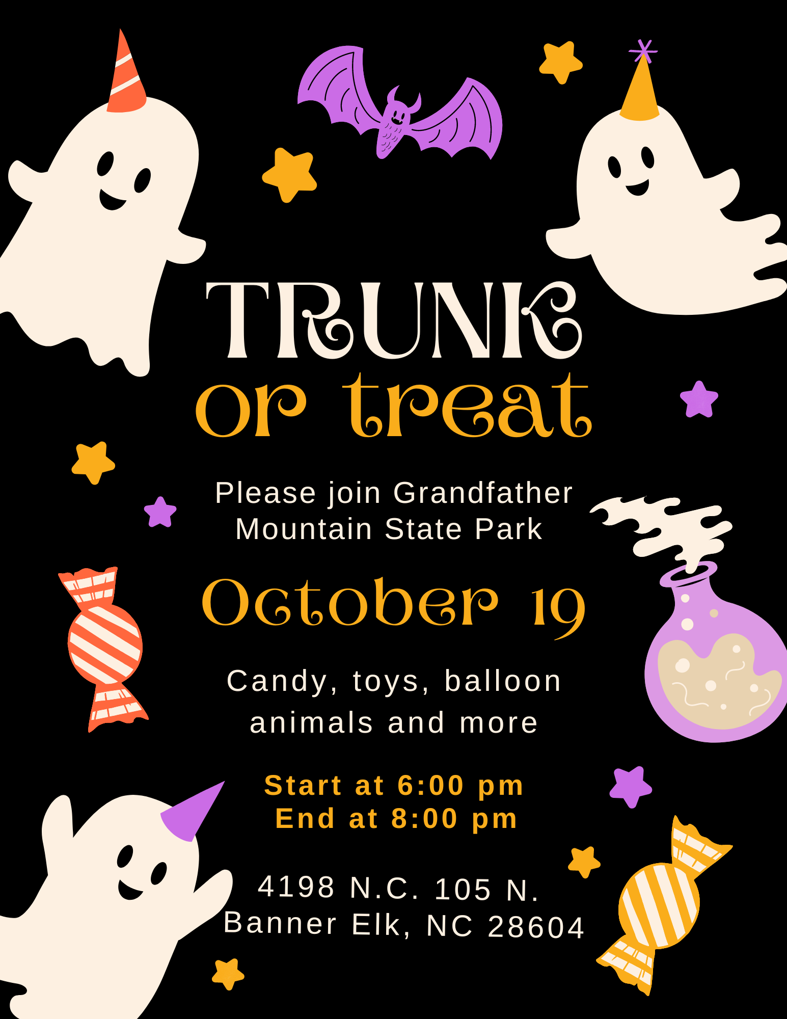 Black Orange Purple Playful Illustrative Cute Ghost Trick Or Treat ...